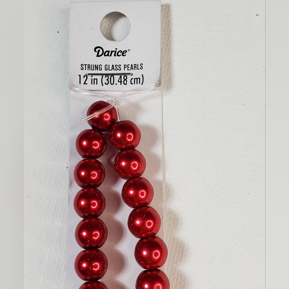 Darice | Jewelry | Darice Strung Glass Pearls 2 Inch Strand Red | Poshmark
